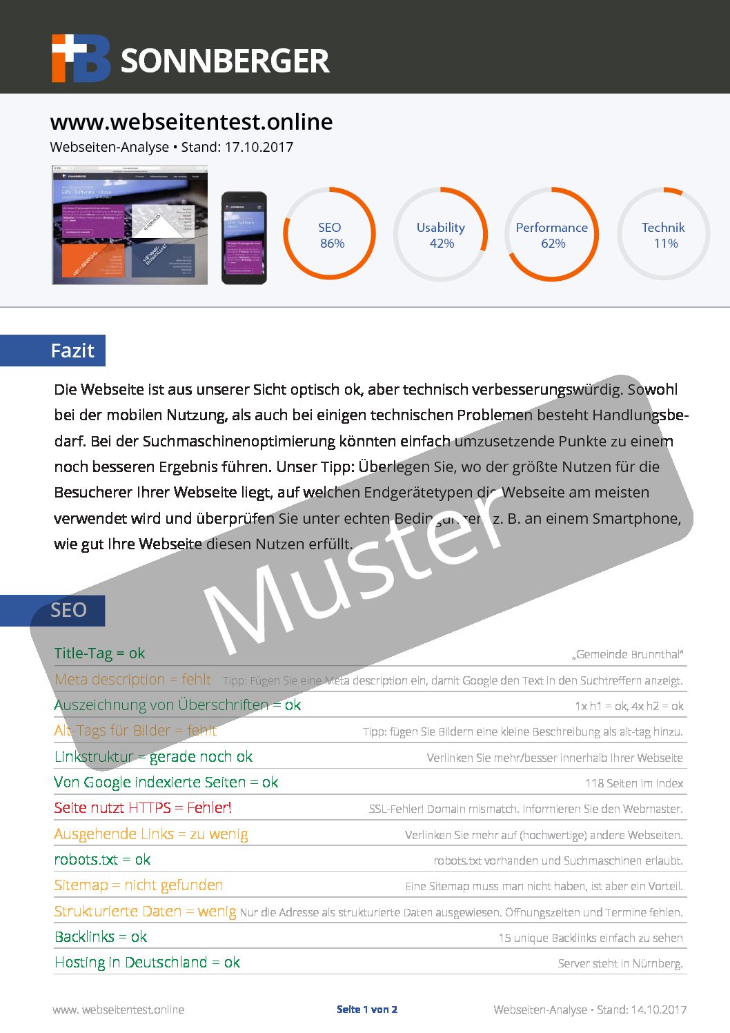 webseitentest-musterreport · I+B Sonnberger